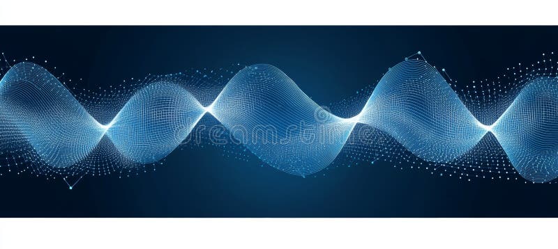 Abstract Blue Wavy Backdrop with Intertwined Geometric Shapes. Digital ...