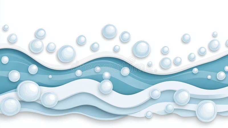 Flowing Blue Waves and Translucent Bubbles Forming Clean, Dynamic ...