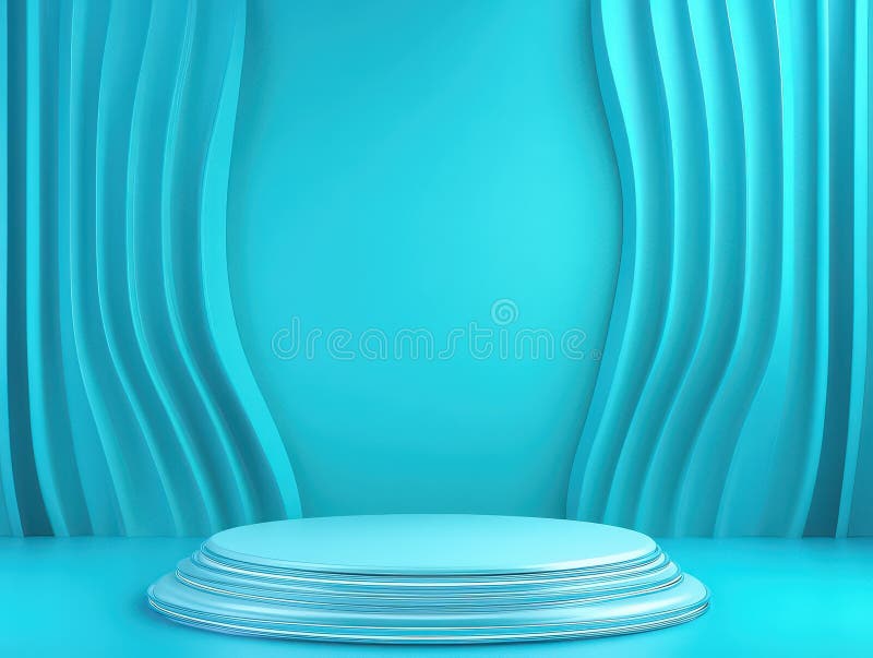 Abstract Blue Wavy Background with Platform. Stock Illustration ...