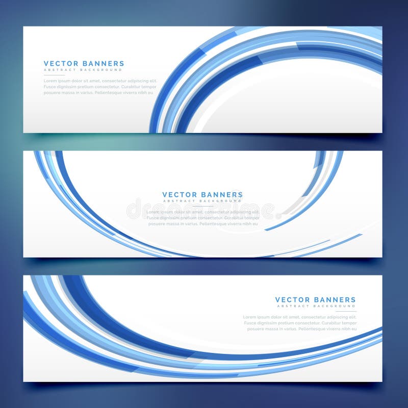 Abstract Blue Wavy Banners Set Stock Vector - Illustration of ...
