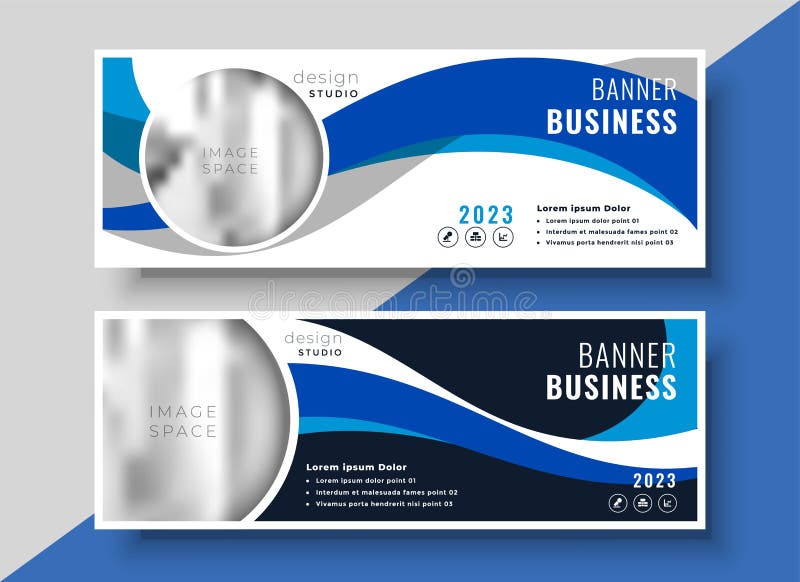 Abstract Blue Wavy Business Banner Design Stock Vector - Illustration ...