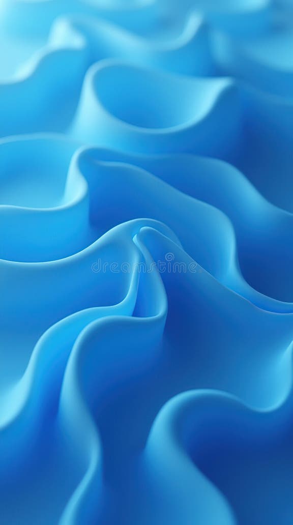 Abstract Blue Wavy Cloth Ripple Macro in 3D Render Stock Illustration ...