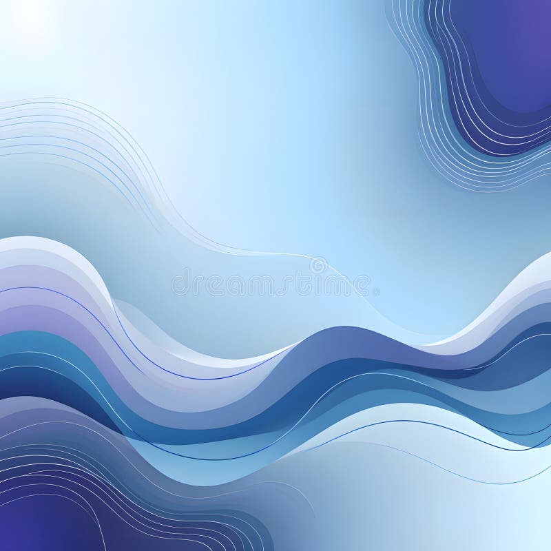 Abstract Blue Wavy Design with Curved Lines and Gradient Background ...