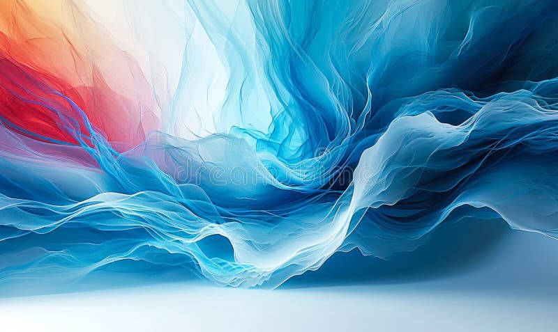 Abstract Blue Wavy Design on White Background, Modern Fluid Art Concept ...