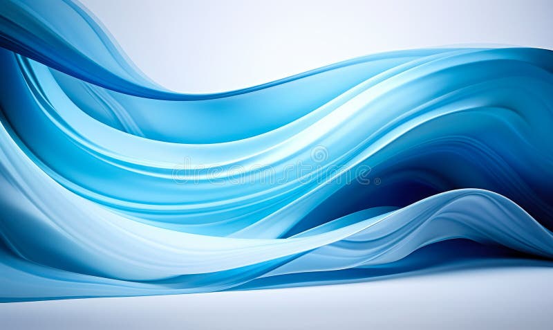 Abstract Blue Wavy Design on White Background, Modern Fluid Art Concept ...