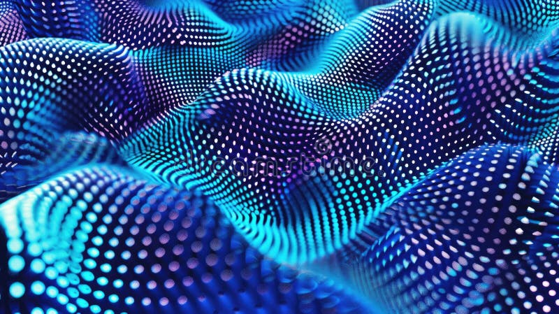 Abstract Blue Wavy Digital Art with Dotted Pattern Stock Illustration ...