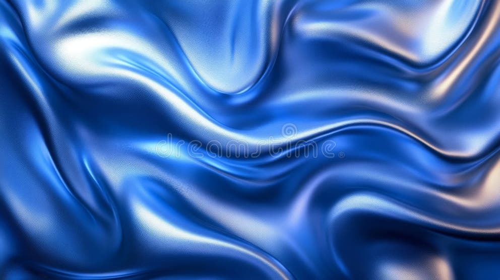 Abstract Blue Wavy Fabric with Metallic Sheen Stock Illustration ...