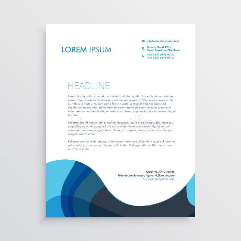 Abstract Blue Wavy Letterhead Design Stock Vector - Illustration of ...