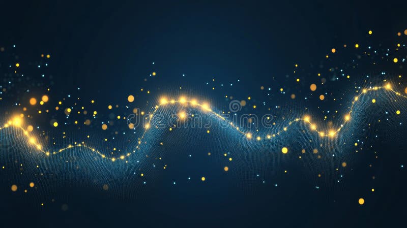 Abstract Blue Wavy Line with Glowing Particles, Digital Network, Modern ...