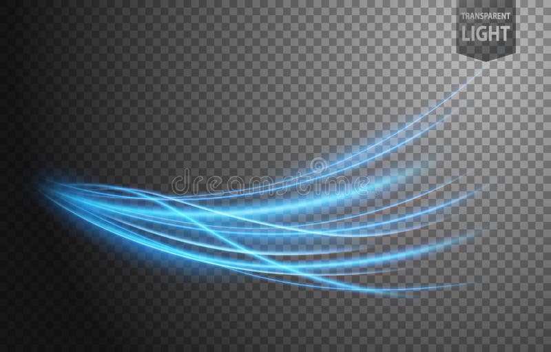 Abstract Blue Wavy Line of Light with a Transparent Background ...