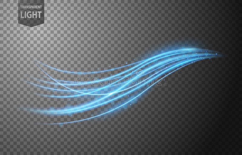 Abstract Blue Wavy Line of Light with a Transparent Background ...
