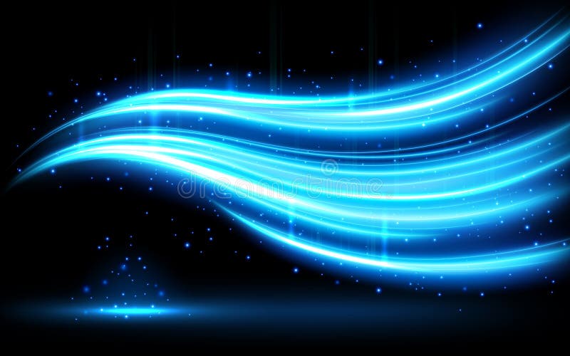 Abstract Blue Wavy Line of Light with a Transparent Background ...
