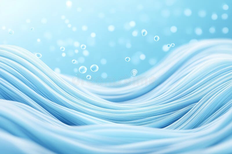 Abstract Blue Wavy Lines Background with Floating Bubbles Stock ...