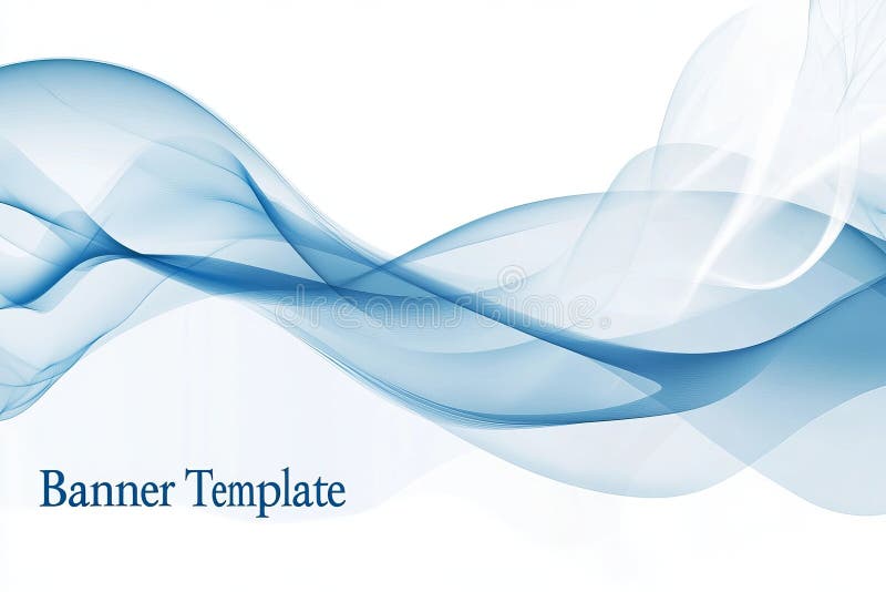 Abstract Blue Wavy Lines Banner Template Isolated on White Background ...
