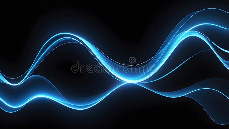 Abstract Blue Wavy Lines on a Black Background. 3d Rendering Stock ...