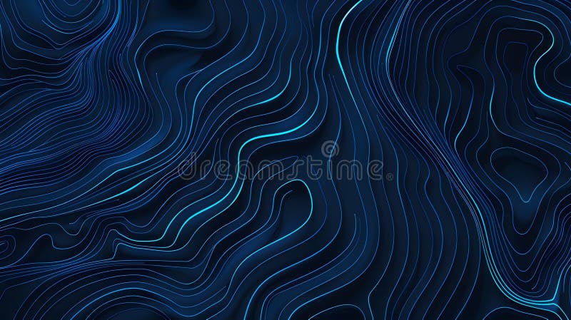 Abstract Blue Wavy Lines on Dark Background - AI Generated Stock ...