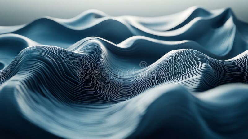 Abstract Blue Wavy Lines Forming a Landscape Stock Illustration ...