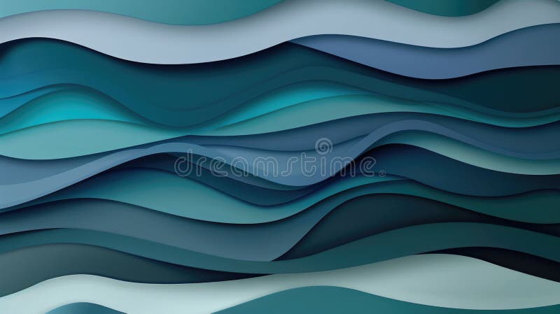Abstract Blue Wavy Paper Layers. Modern Digital Art and Paper Cut ...