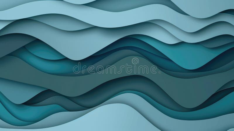 Abstract Blue Wavy Paper Layers. Modern Digital Art and Paper Cut ...