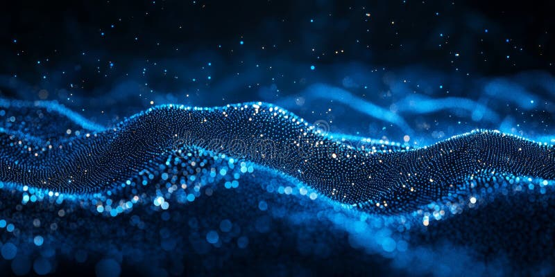 Abstract Blue Wavy Pattern, Hexagon Particle Grid, Futuristic ...