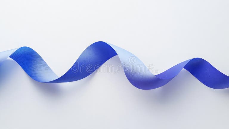 Abstract Blue Wavy Ribbon on White Textured Background in Studio ...