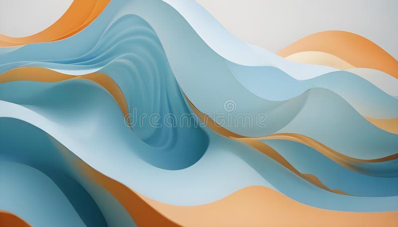 Abstract Blue Wavy Shapes on a Light Blue Stock Illustration ...