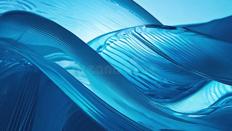 Abstract Blue Wavy Shapes Morphing and Transforming on Solid Background ...