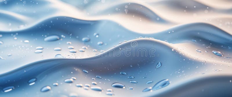 Abstract Blue Wavy Surface with Light Reflects and Water Droplet ...