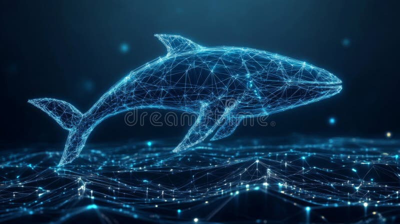 Abstract Blue Whale in Digital Ocean Stock Illustration - Illustration ...
