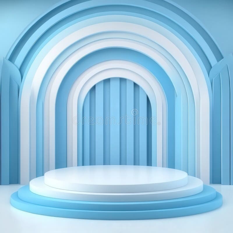 Abstract Blue and White Archway with Platform. Stock Illustration ...