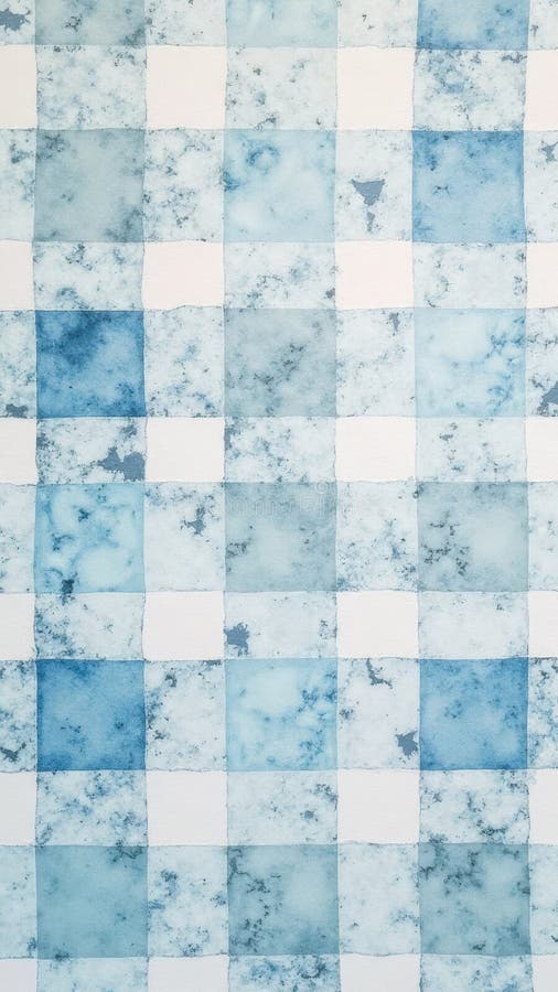 Abstract Blue and White Checkered Watercolor Pattern Background Stock ...
