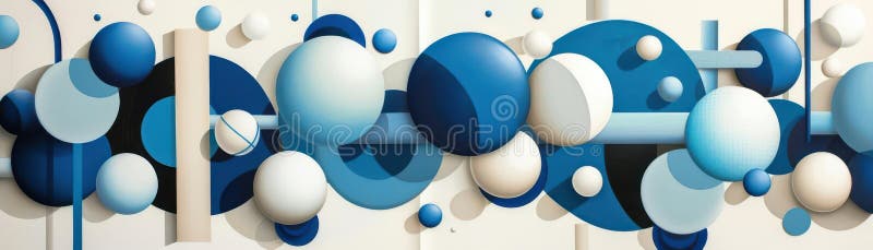 Abstract Blue and White Circular Forms Overlap in an Artistic Pattern ...