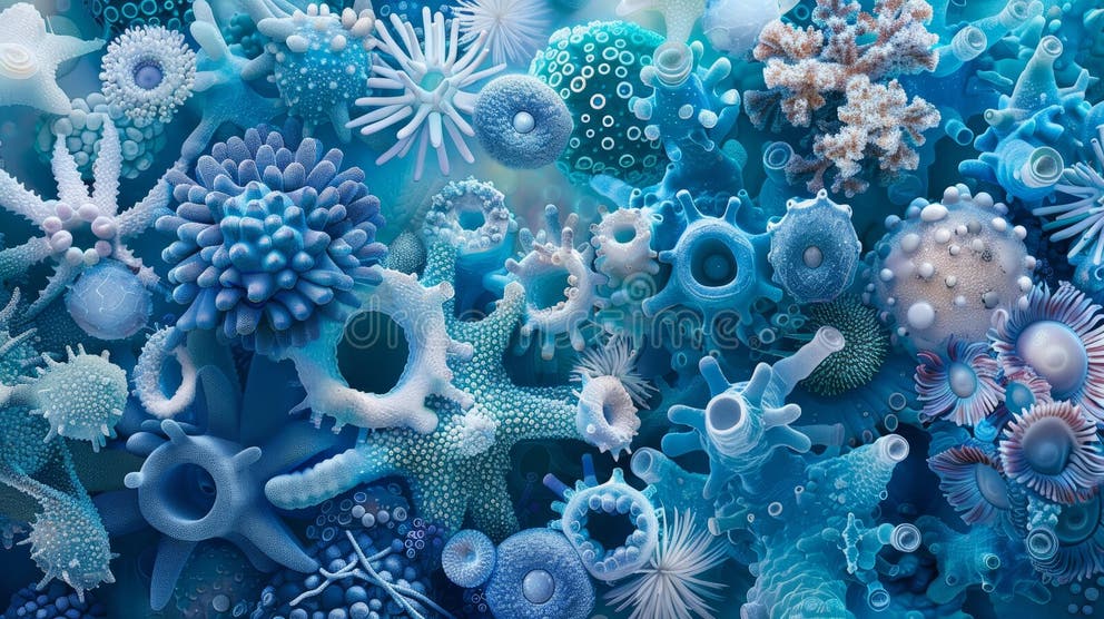 Abstract Blue and White Coral Reef Pattern, Intricate and Textured ...