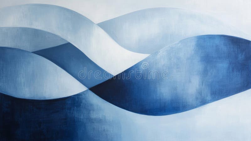 Abstract Blue and White Curved Shapes Painting Stock Illustration ...