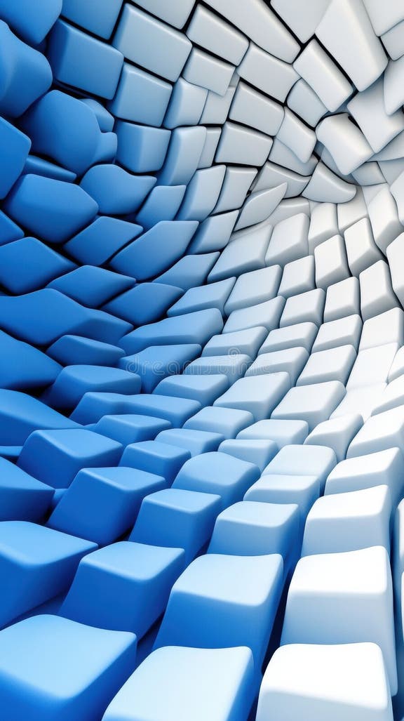 Abstract Blue and White 3D Blocks Create a Dynamic, Swirling Tunnel ...