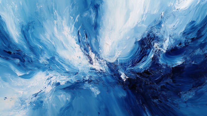 Abstract Blue and White Expressive Painting Stock Illustration ...