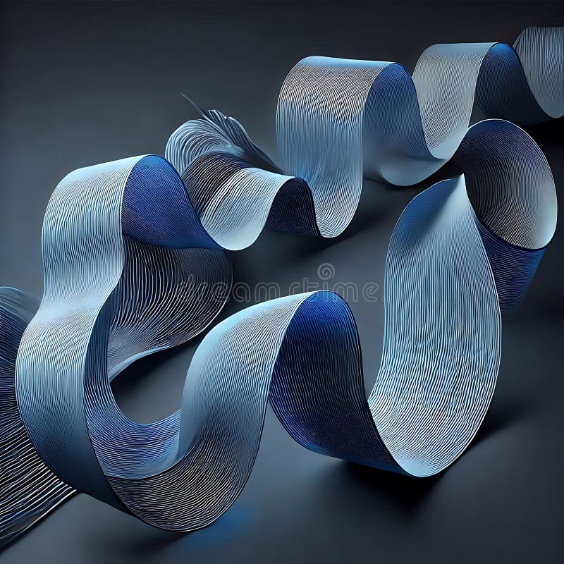 Abstract Blue and White Flowing Ribbon Art on Dark Background Stock ...