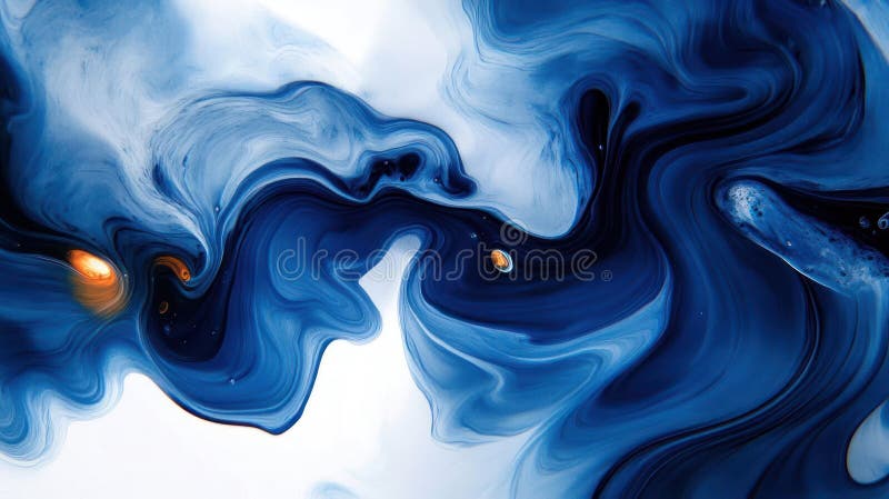 Abstract Blue and White Fluid Art with Swirling Patterns and Hints of ...
