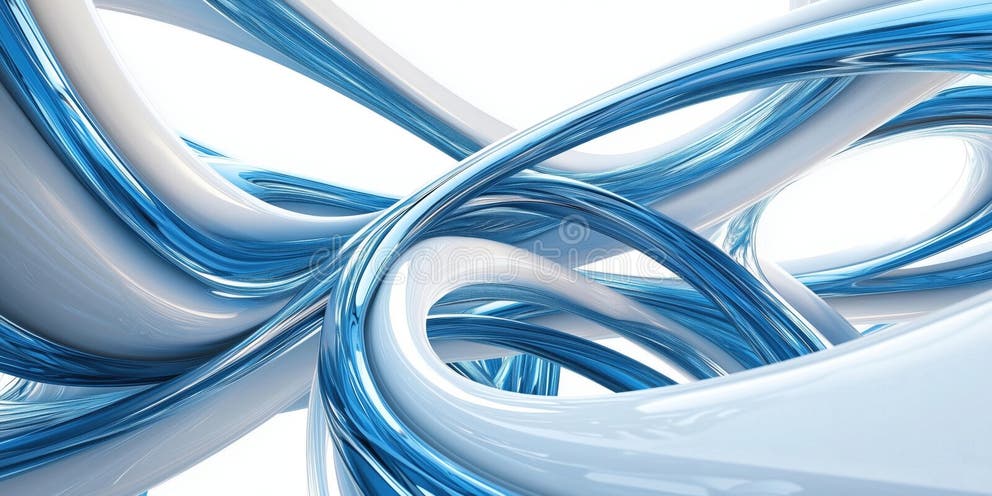 Abstract Blue and White Fluid Shapes Intertwining in a Dynamic ...