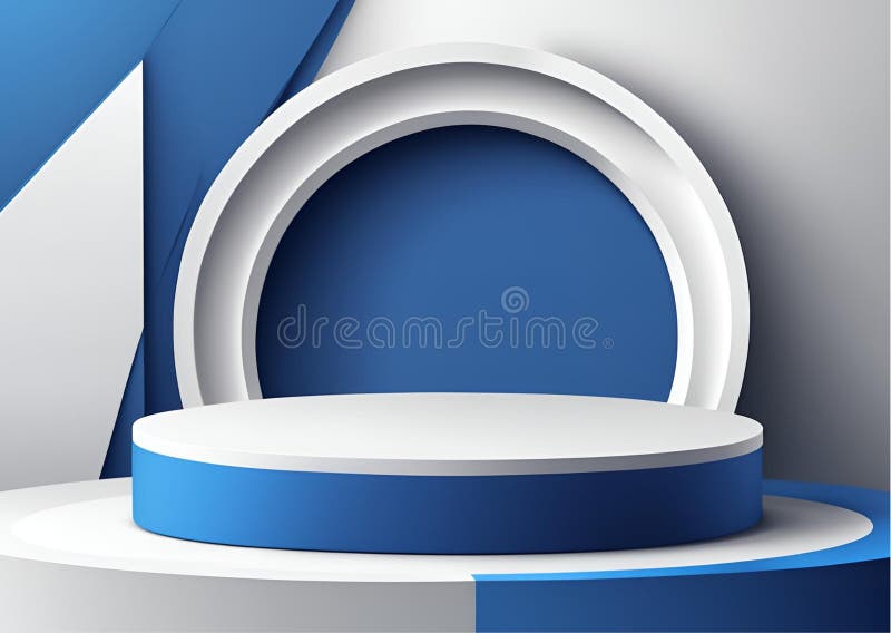 Abstract Blue and White Geometric Platform Product Display Background ...