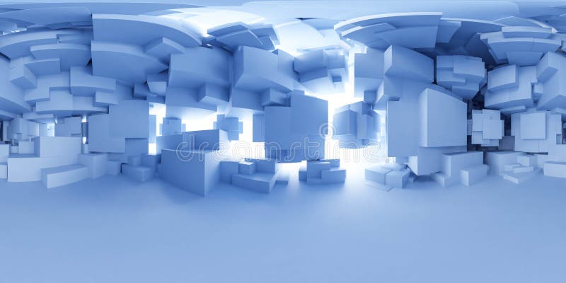 Abstract Blue and White Geometric Shapes Floating in a Surreal Space ...