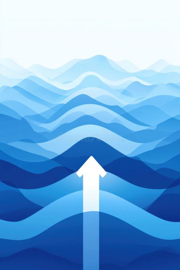 Abstract Blue and White Gradient Background with Arrow and Lines Stock ...