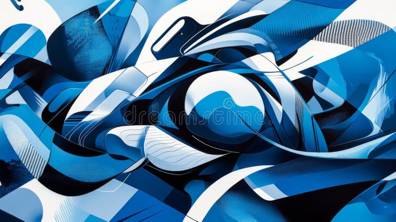 Abstract Blue and White Graffiti Art Design Stock Illustration ...