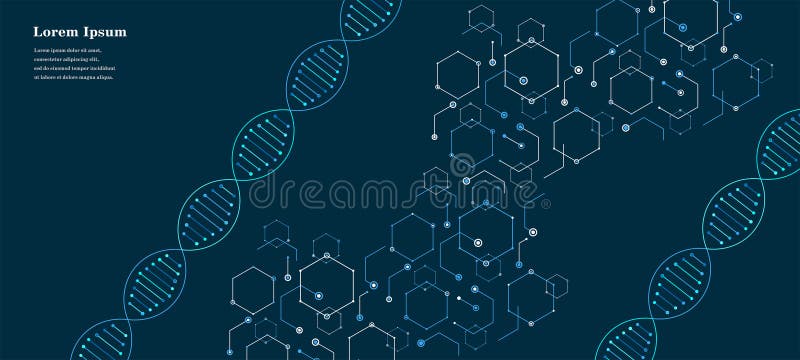Abstract Blue White Hexagon, Geometric DNA Background, Scientific ...
