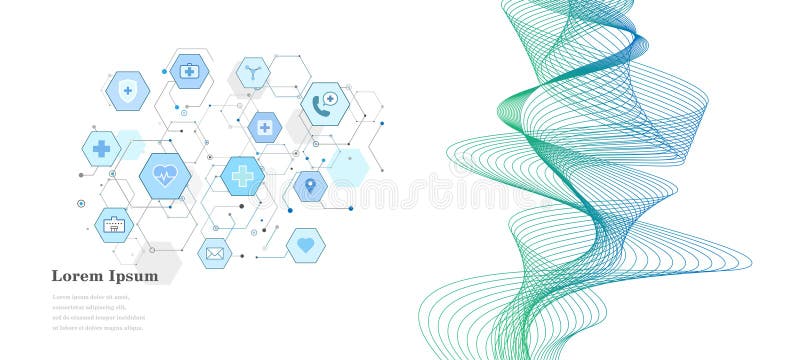 Abstract Blue White Hexagon, Health Care Icon Background, Scientific ...