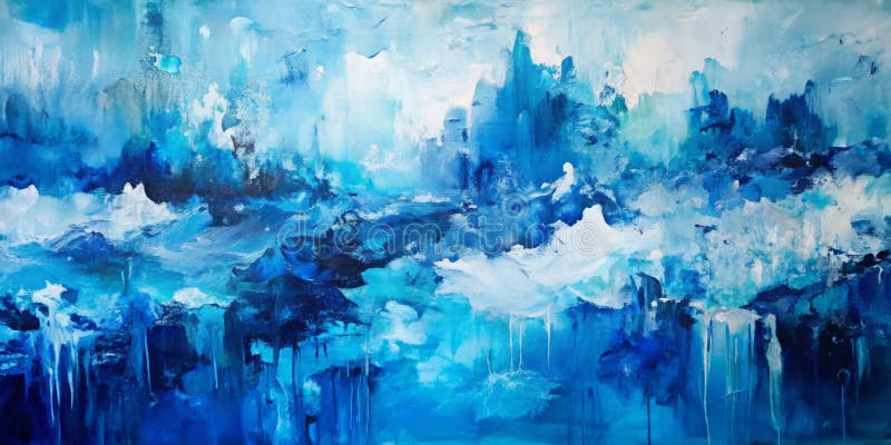 Abstract Blue and White Landscape - Acrylic on Canvas - Ethereal ...