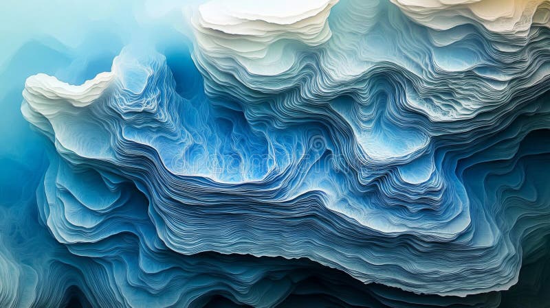 Abstract Blue and White Layered Form Stock Illustration - Illustration ...