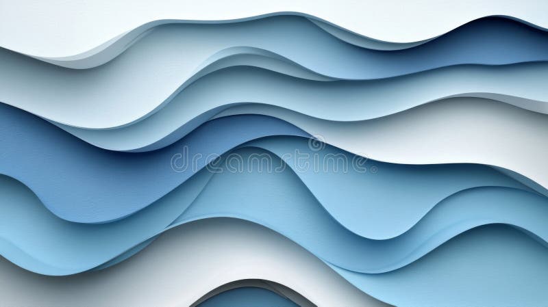 Abstract Blue and White Layered Wave Background Stock Illustration ...