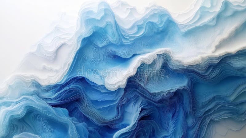 Abstract Blue and White Layered Wave Design Stock Illustration ...