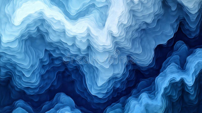 Abstract Blue and White Layered Wave Pattern Stock Illustration ...